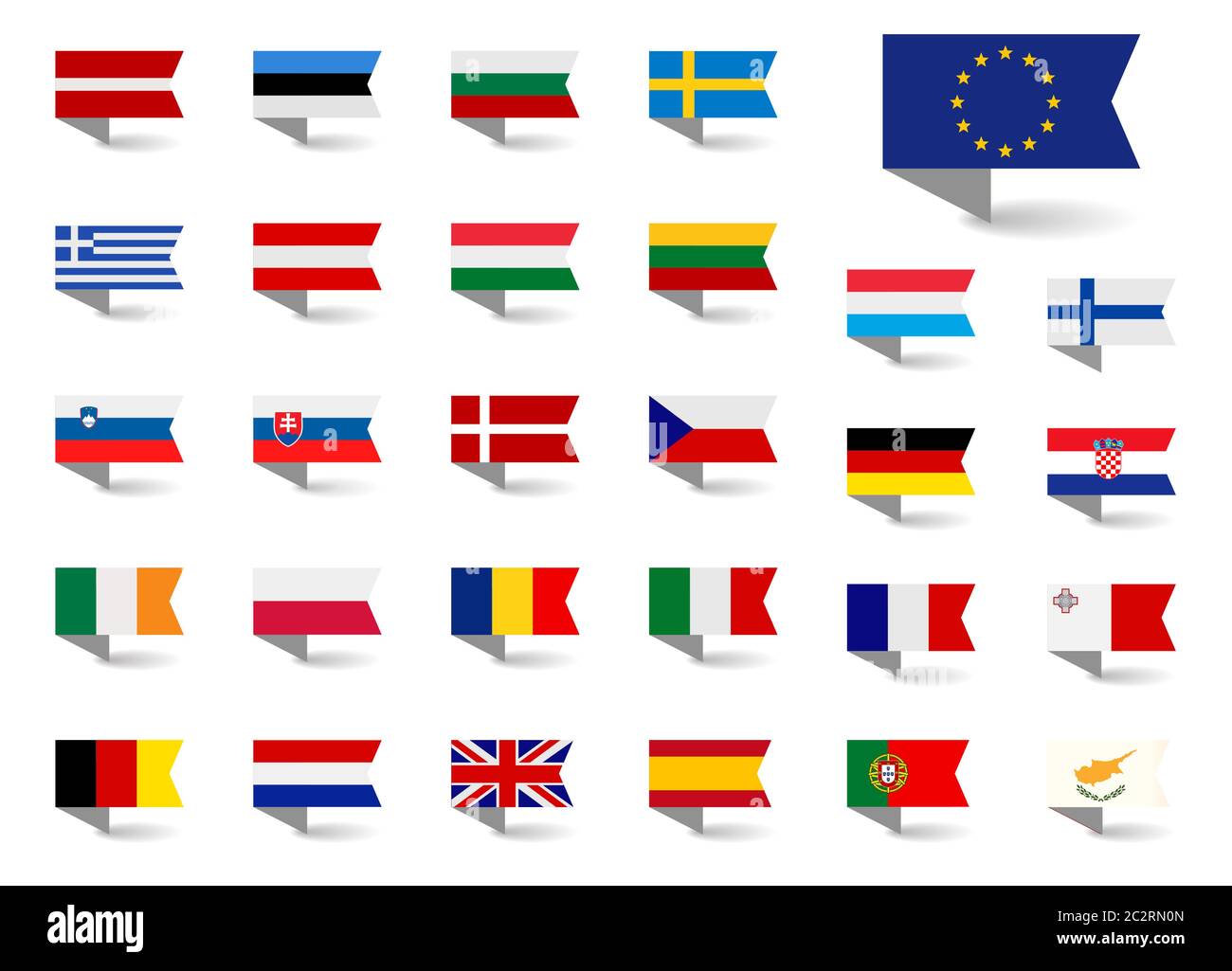 Insieme di bandiere vettoriali dell'Unione europea. Flag simboli Big ...