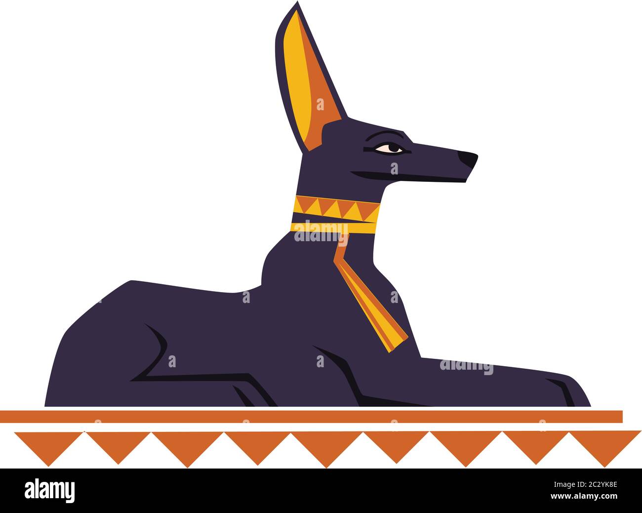 Antico Egitto dio cane o vettore jackal cartoon illustrazione. Simbolo ...