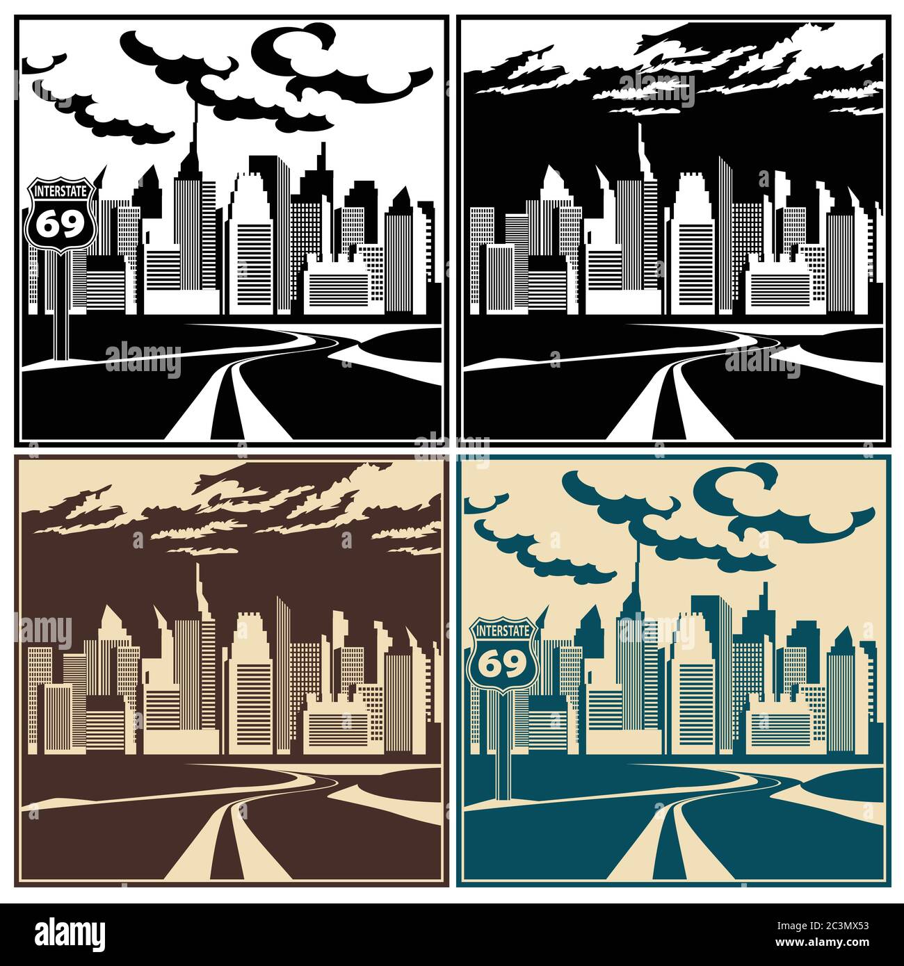 Disegno strada urbana stilizzata Immagini Vettoriali Stock - Alamy