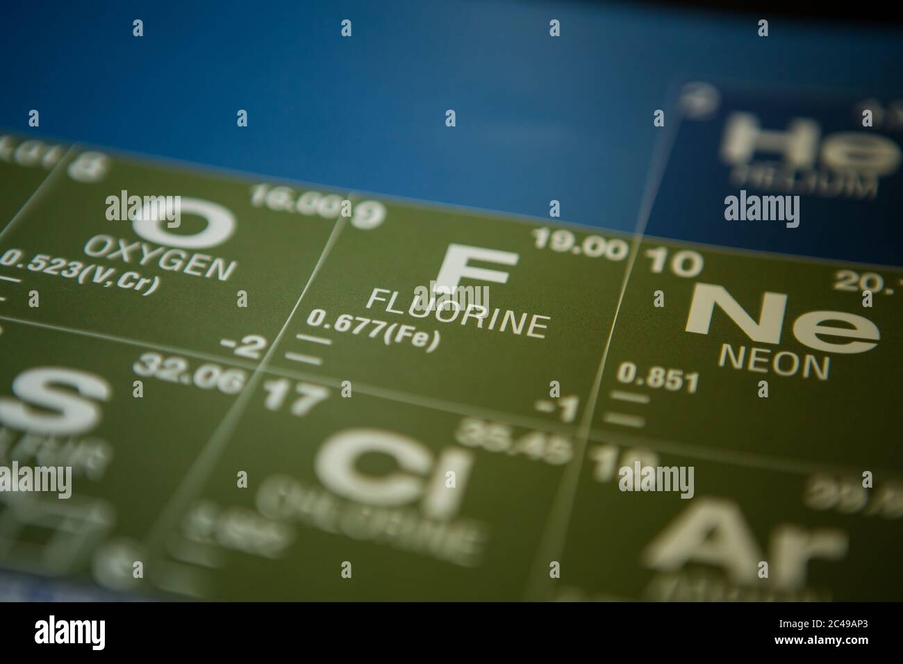 Simbolo dell'elemento atomo di fluoro immagini e fotografie stock ad ...