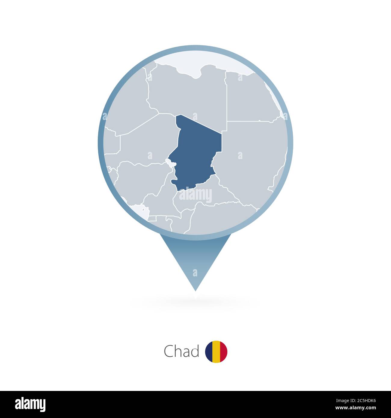 Mappa con mappa dettagliata del Ciad e dei paesi vicini Immagine e ...