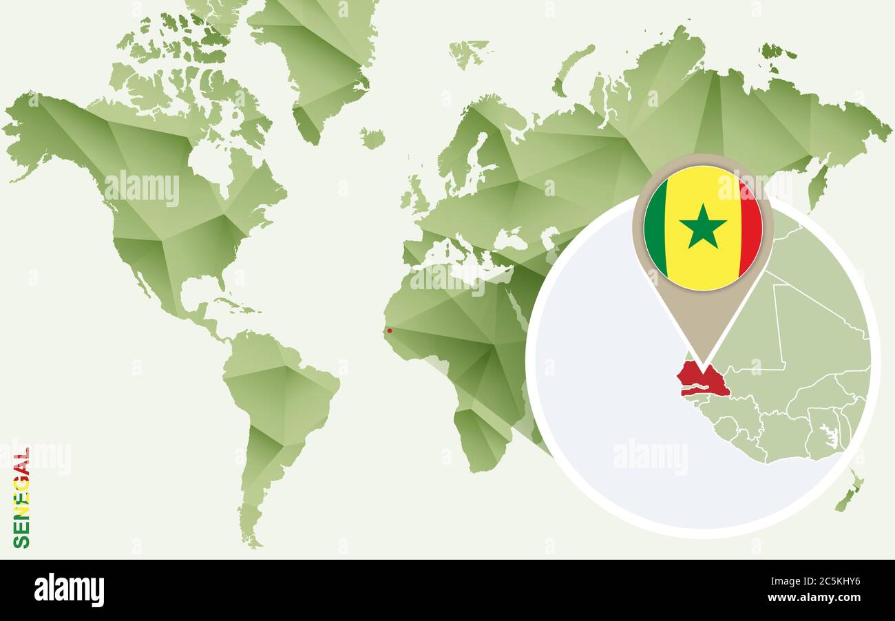 Infografica per il Senegal, mappa dettagliata del Senegal con bandiera ...