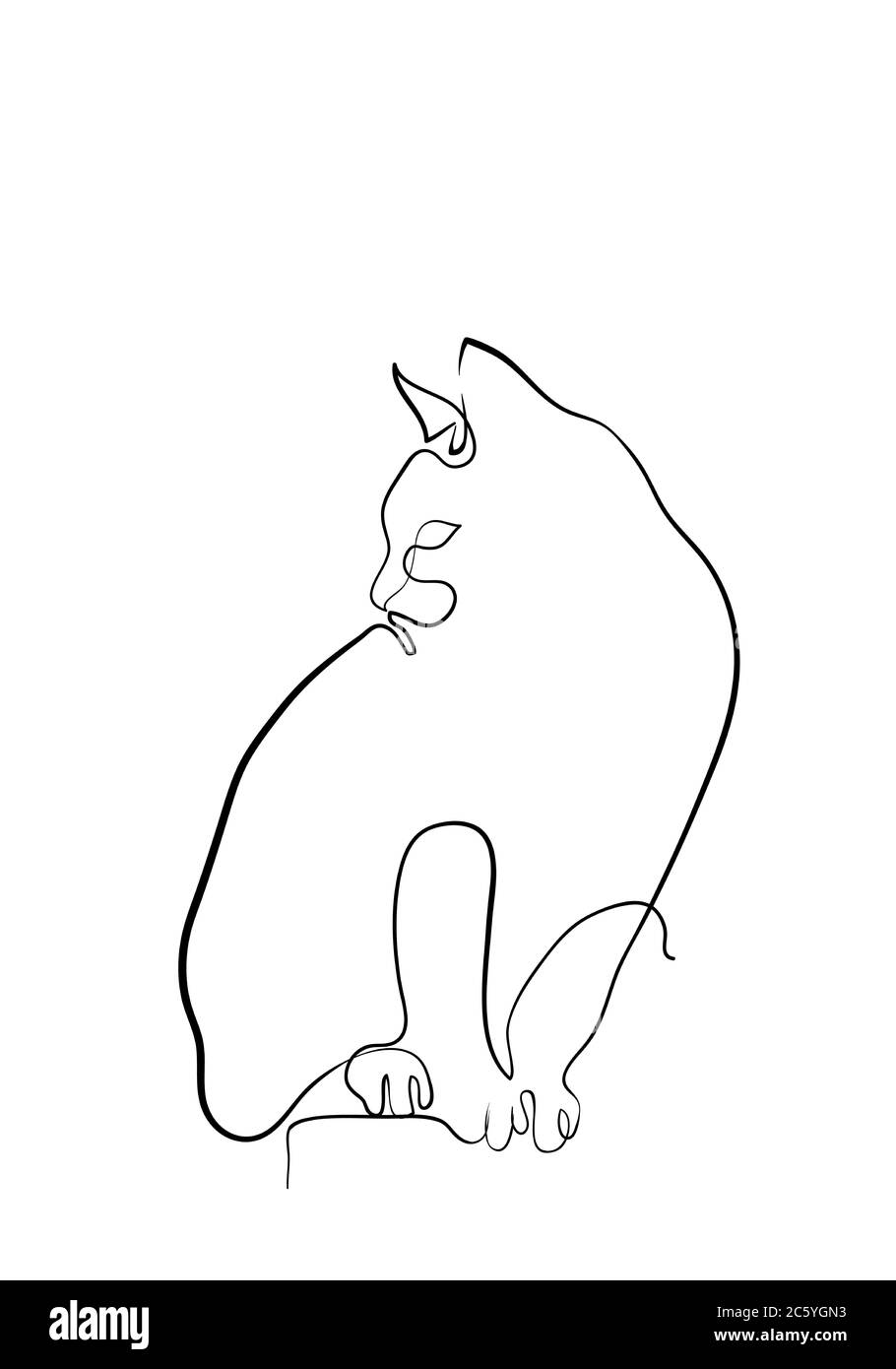 Disegno a una linea del gatto in stile moderno minimalista, disegno ... Disegno a una linea del gatto in stile moderno minimalista, disegno ...