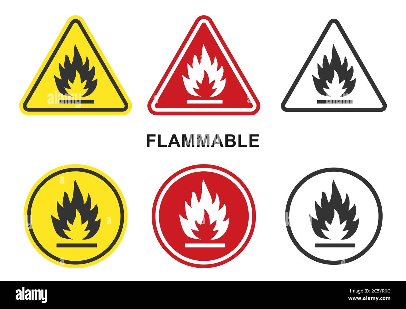 Icona imballaggio infiammabile. Simbolo del logo del fuoco di fiamma ...