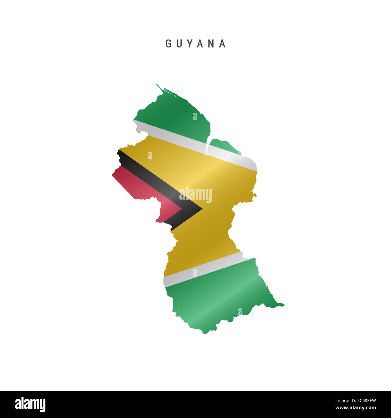 Mappa dettagliata della bandiera della Guyana. Mappa vettoriale con ...