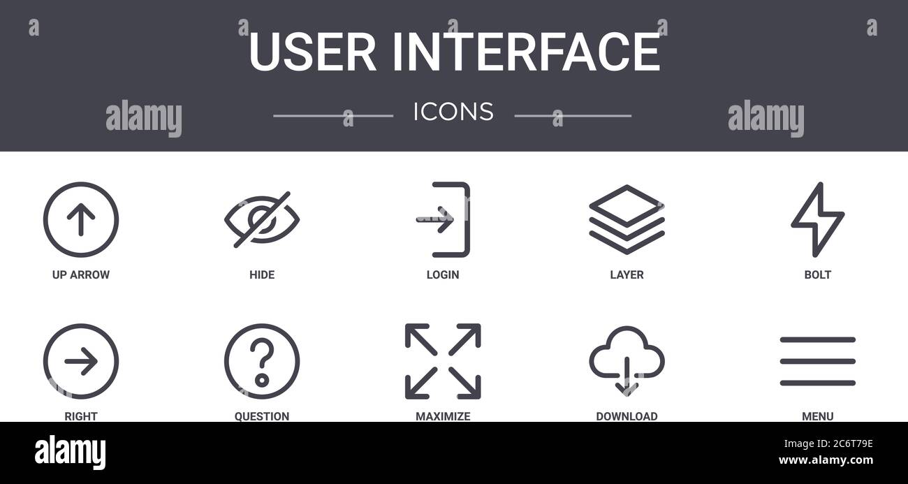 set di icone della linea di concetto dell'interfaccia utente. contiene ...