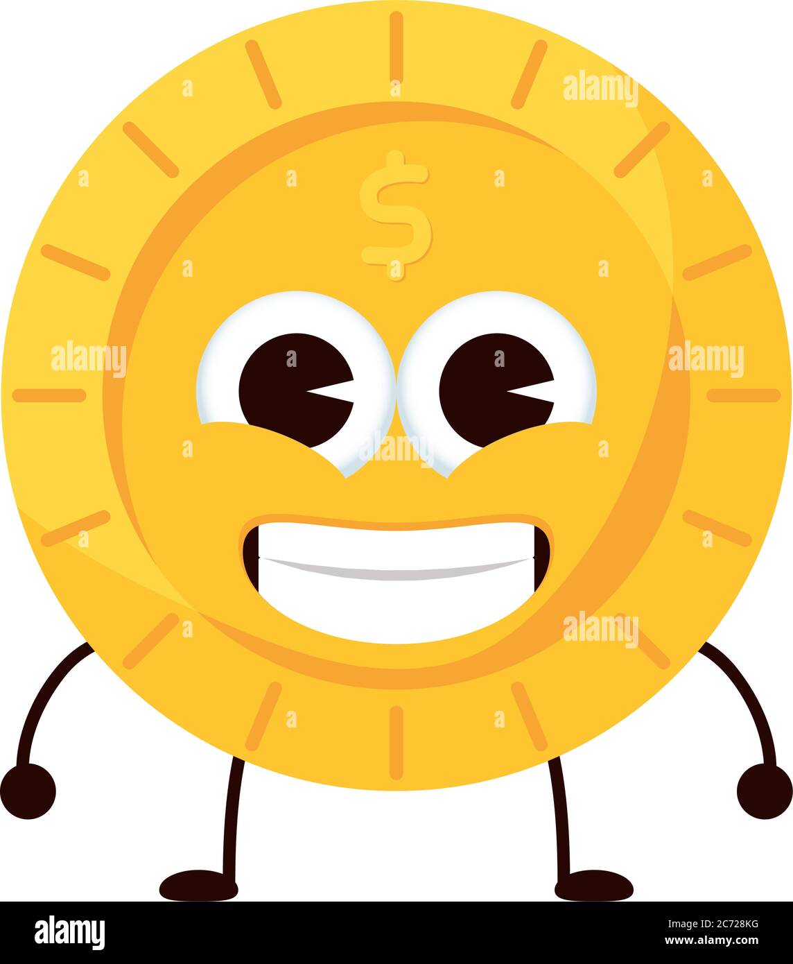 moneta moneta dollaro emoticon kawaii personaggio vettore illustrazione ...