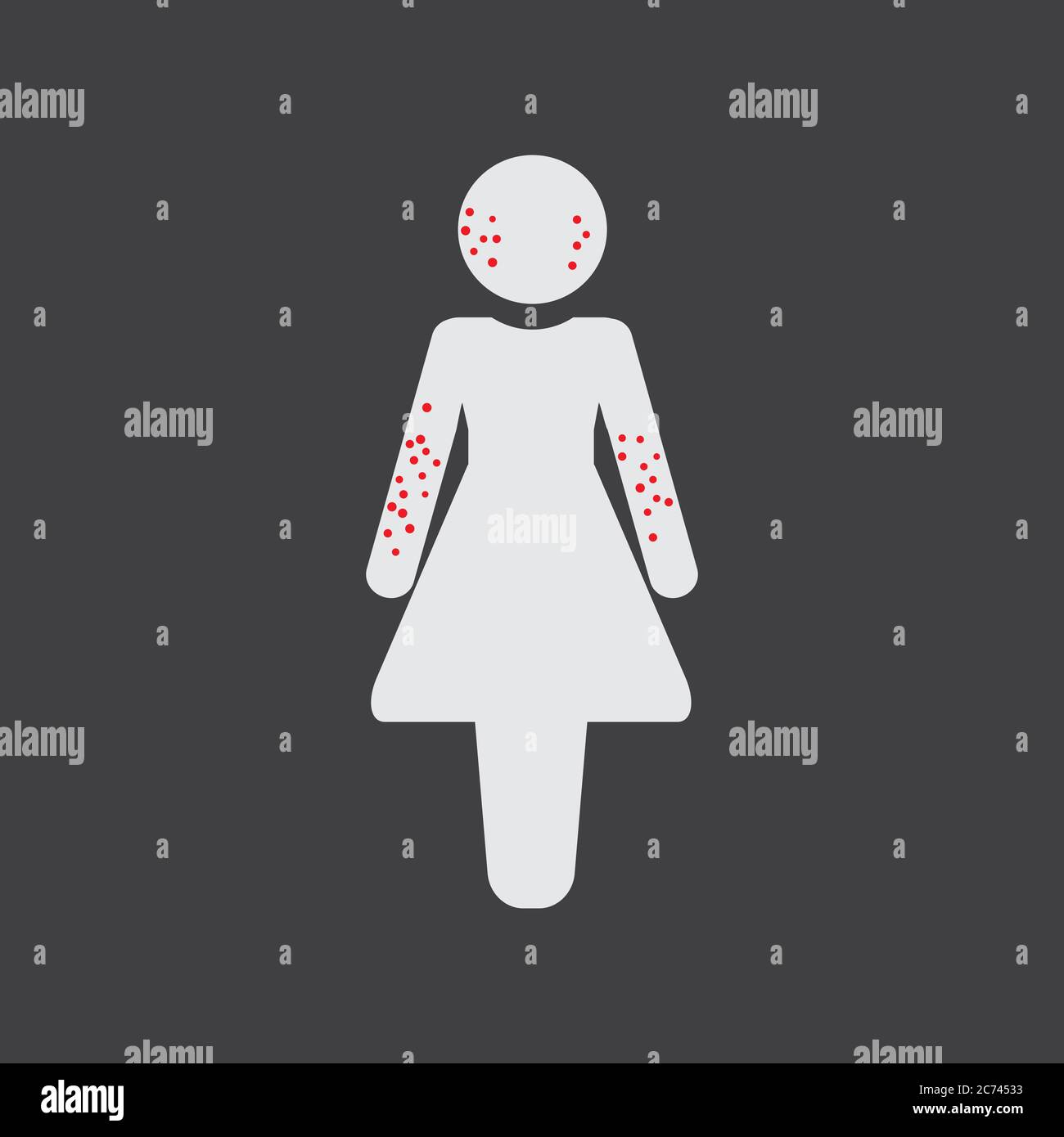 Eruzione cutanea icona femminile. Icona eruzione cutanea. Farmaco o ...