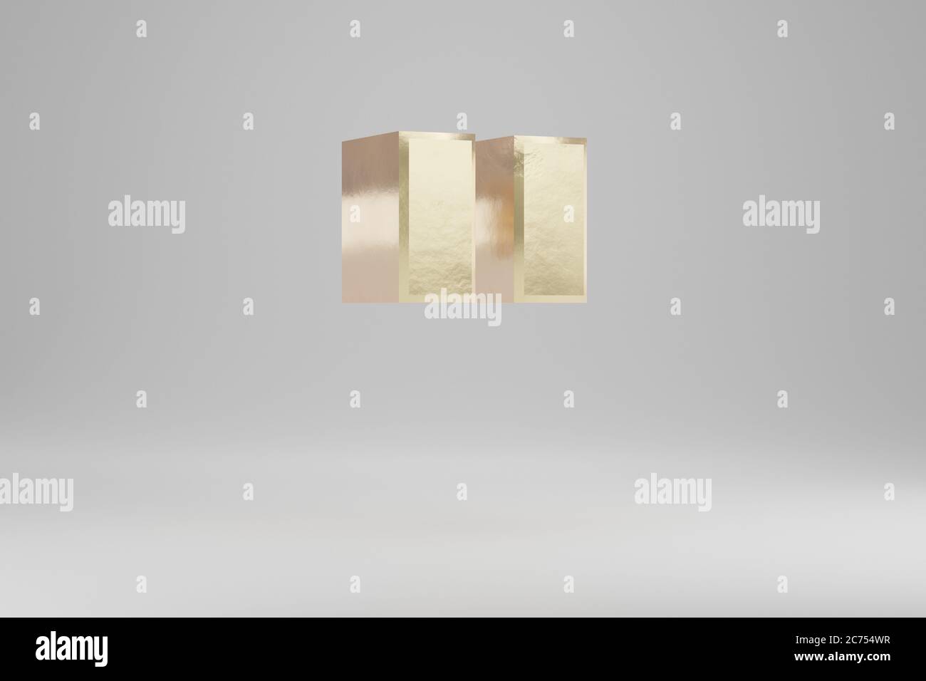 Simbolo delle virgolette doppie 3d. Cartello d'oro isolato su sfondo ...