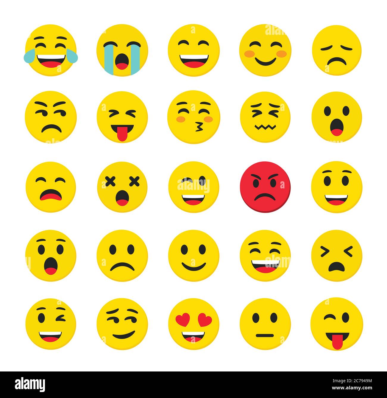 Emoticon di alta qualità isolate su sfondo bianco.Emoticons set.Emoji ...