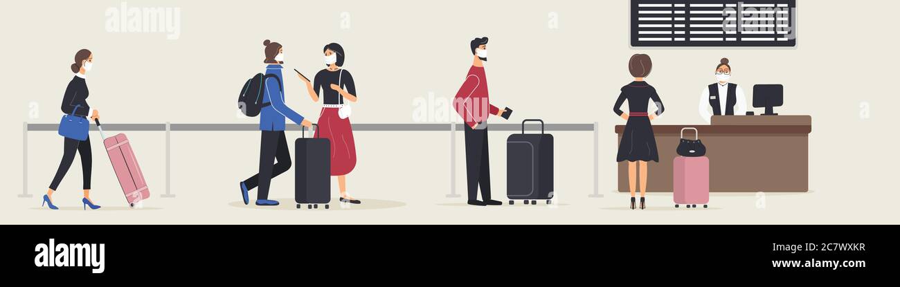 Staff airport check in desk Immagini Vettoriali Stock - Alamy