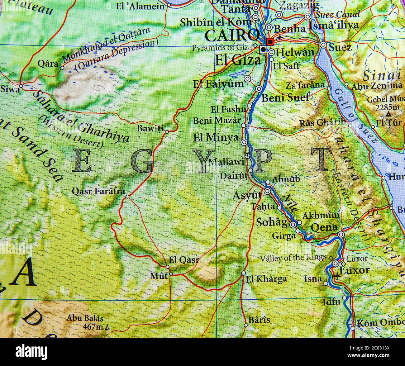 Mappa geografica dell'Egitto con città importanti Foto stock - Alamy