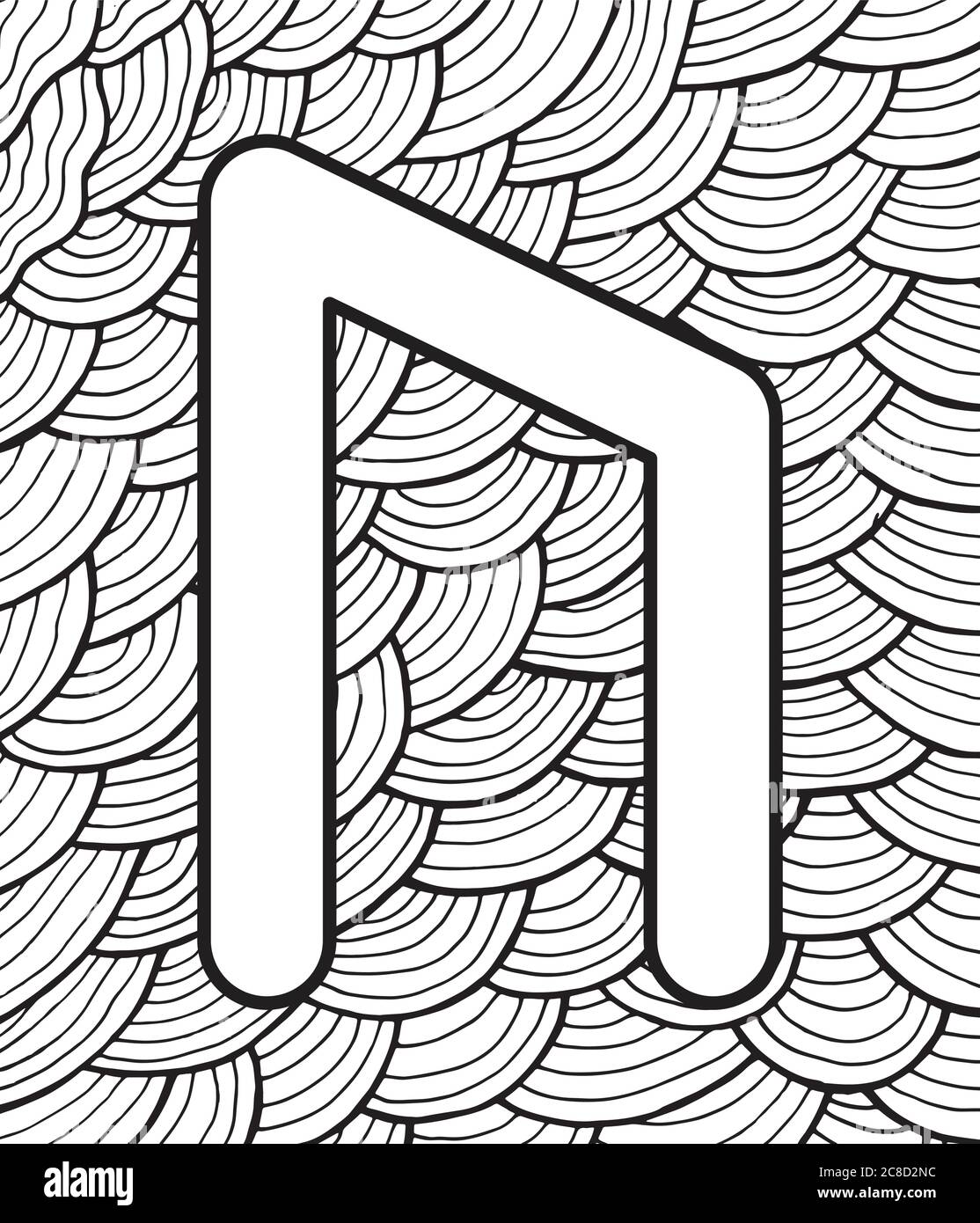 Antica runa scandinavica urus con sfondo ornamentale doodle. Pagina da ...