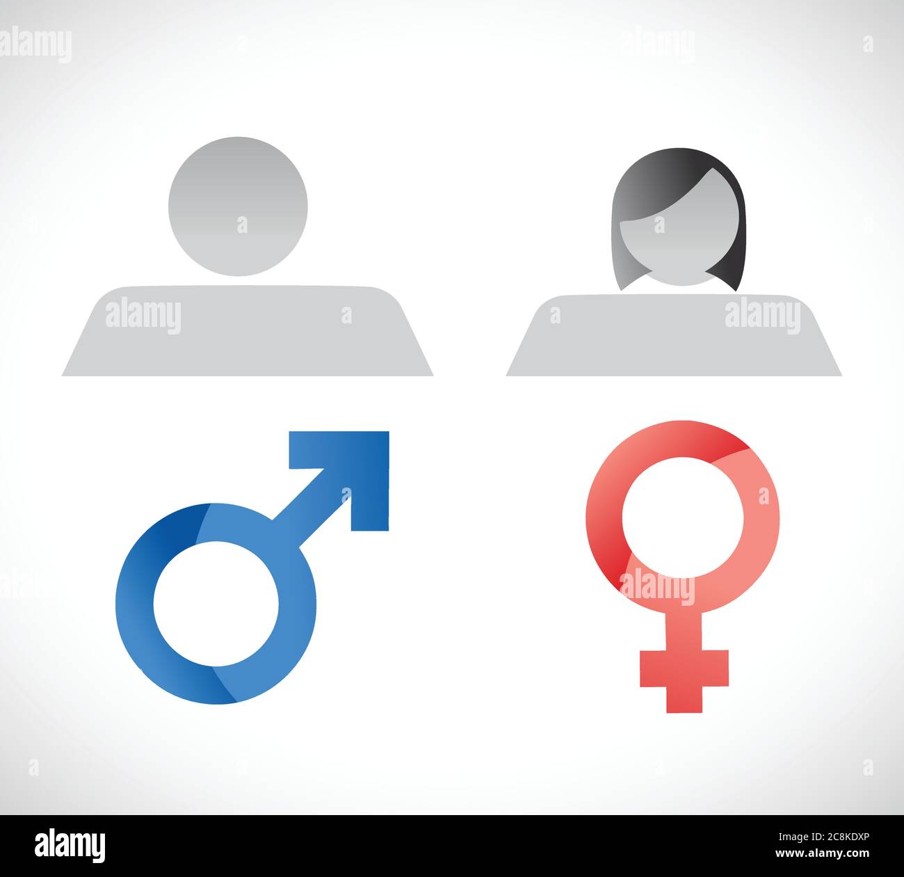 Simboli maschio e femmina disegno di illustrazione su uno sfondo bianco ...