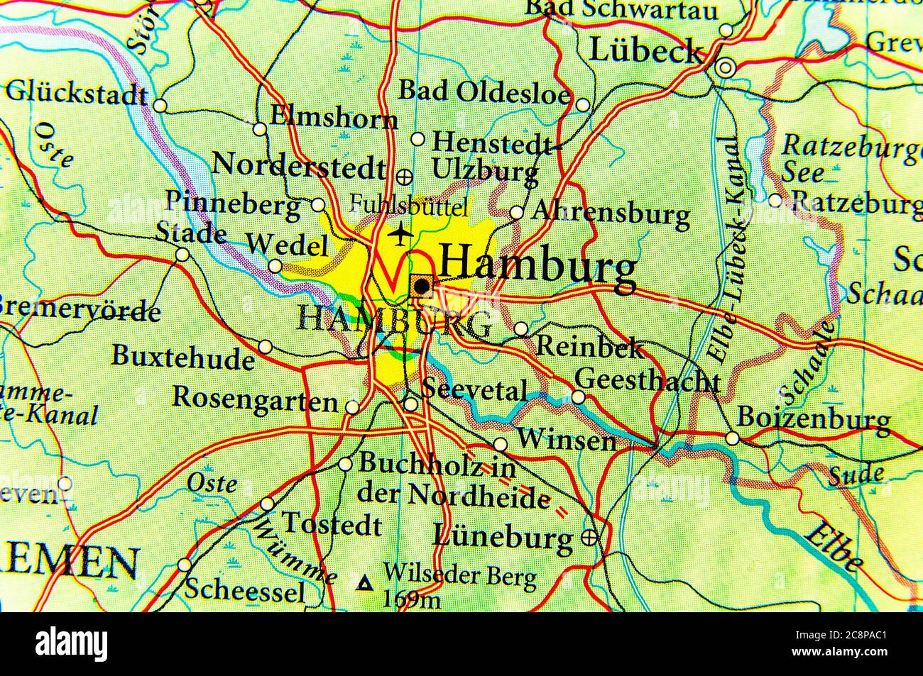 Mappa geografica del paese europeo Germania con la città di Amburgo ...