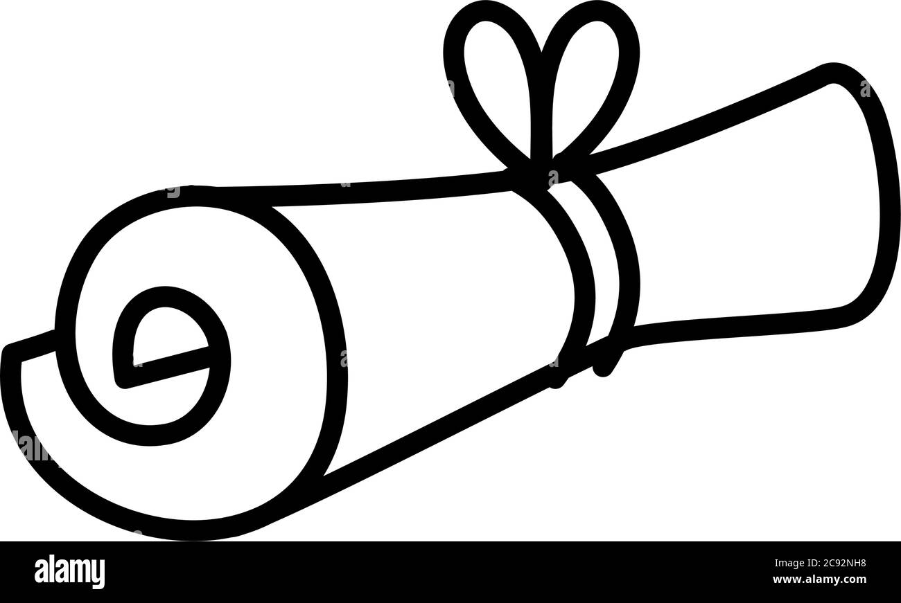 icona di pergamena su sfondo bianco, stile linea, illustrazione ...