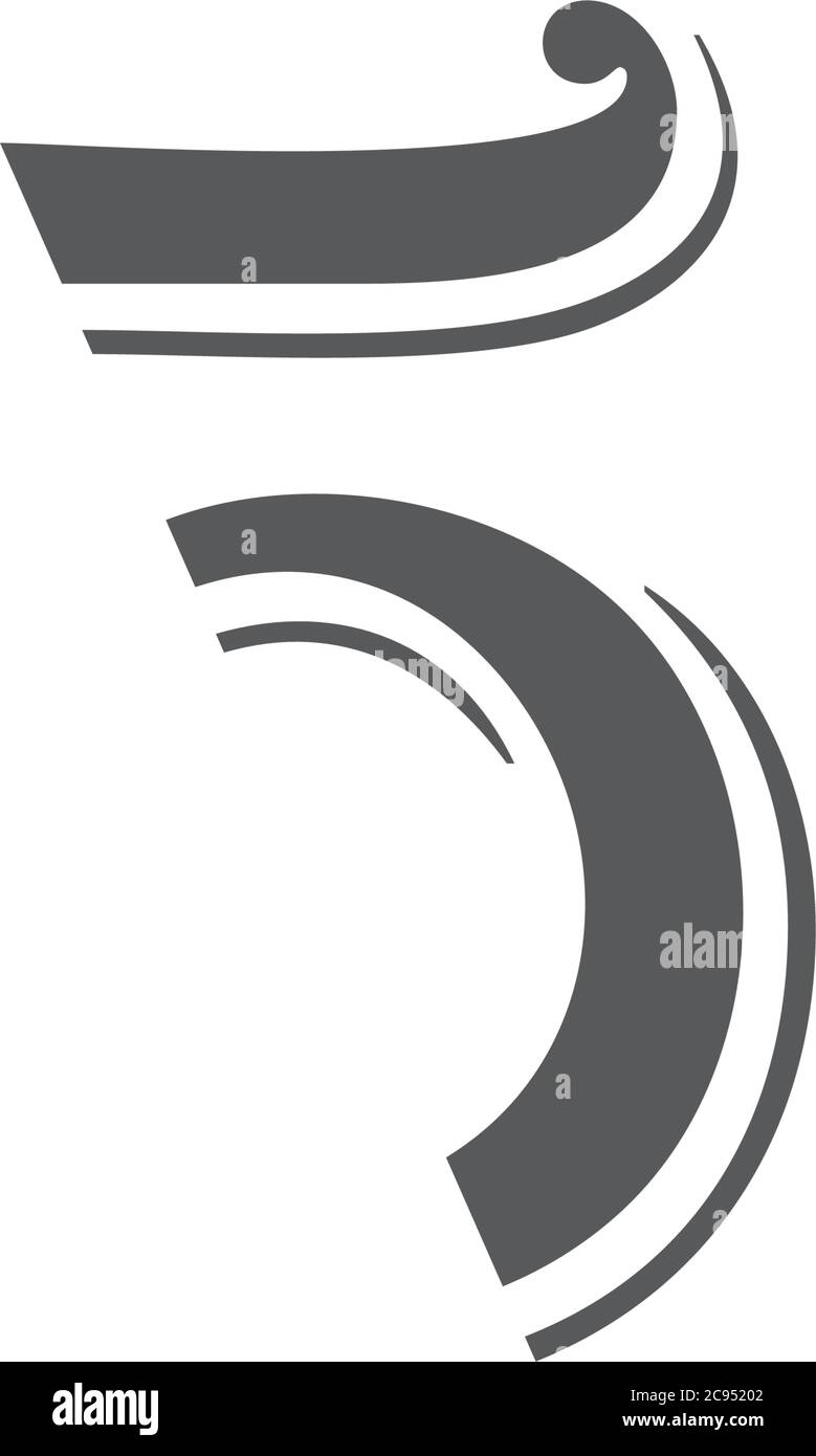 lettera s numero 5 simbolo slice curva disegno vettore logo Immagine e ...