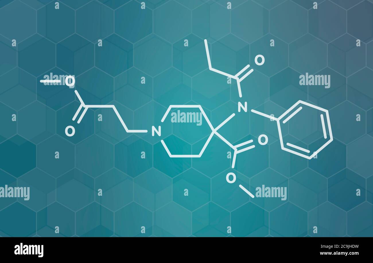 Remifentanil anestetico e molecola di farmaco analgesico. Formula ...