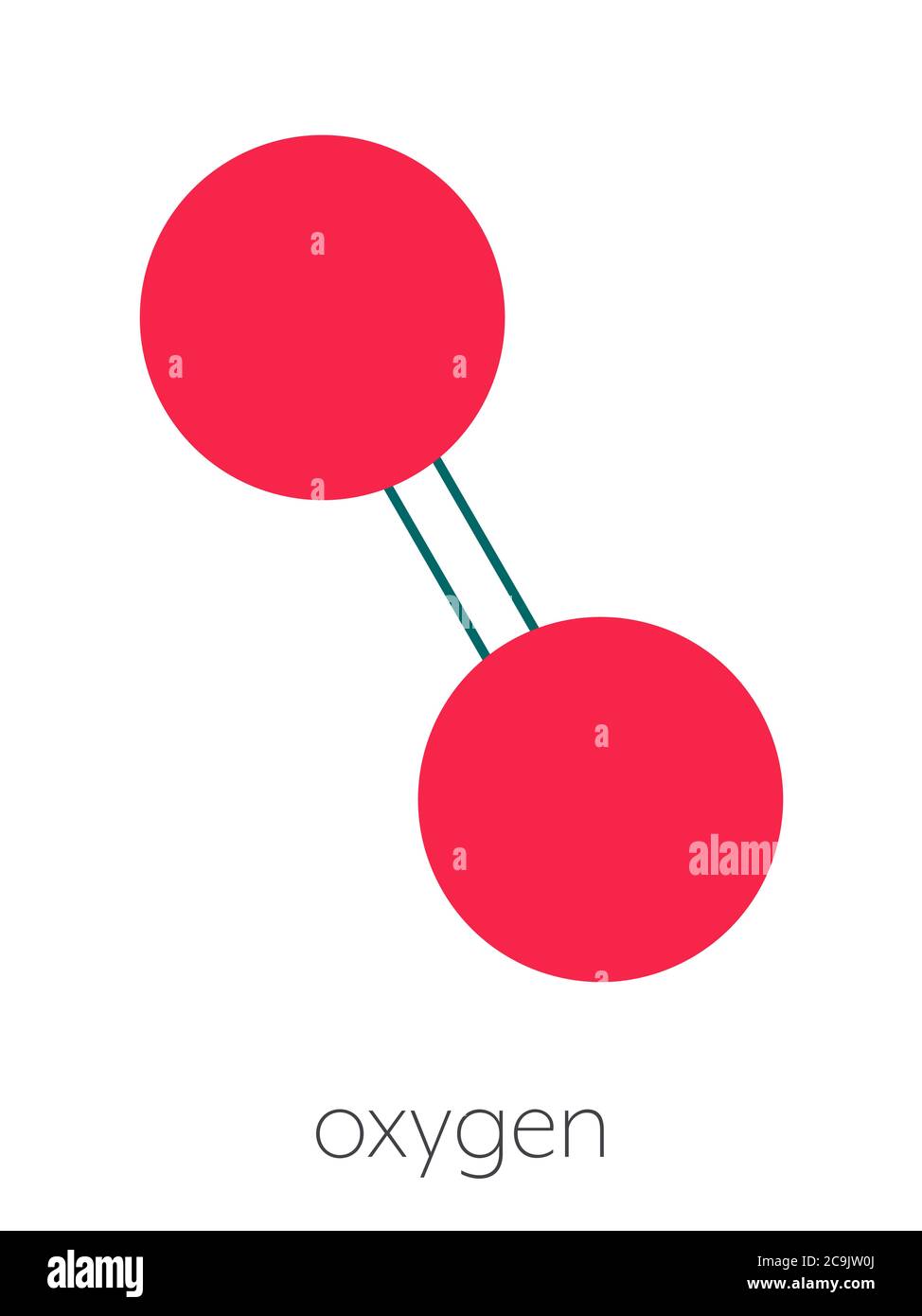 Molecola di ossigeno elementare (O2). Formula scheletrica stilizzata ...