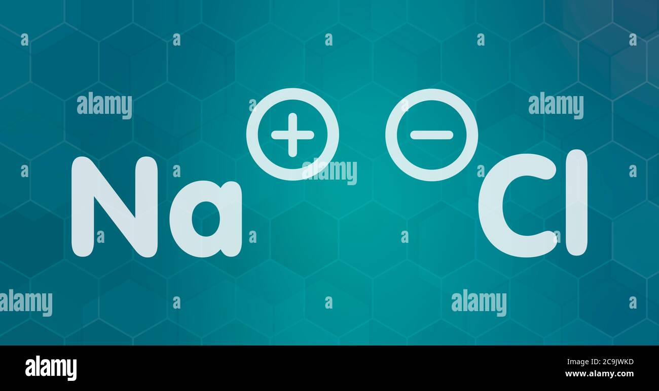 Cloruro di sodio (sale da tavola), struttura chimica. Formula ...