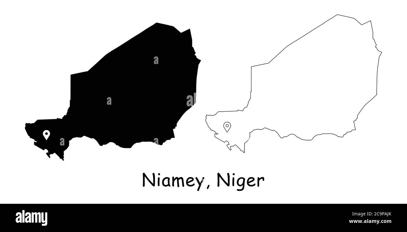 Niamey, Niger. Mappa dettagliata del Paese con il pin della posizione ...