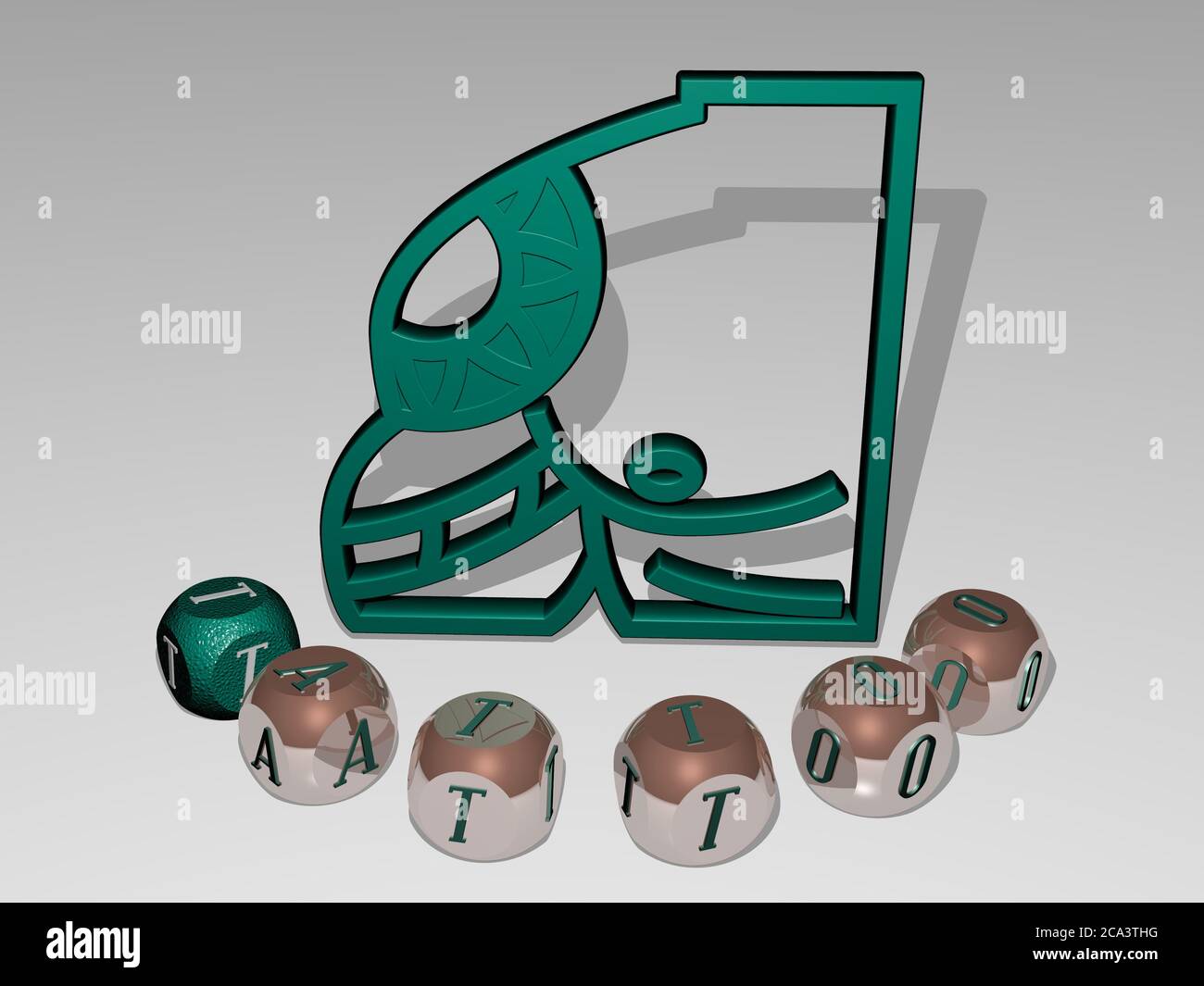 Immagine grafica 3D del TATUAGGIO in verticale insieme al testo ...