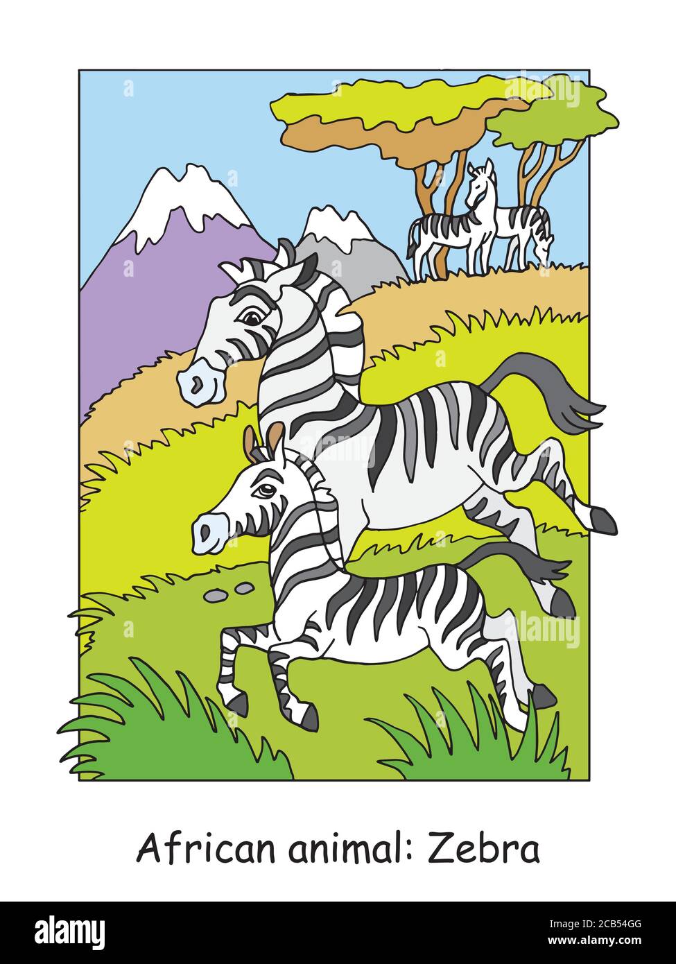 Pagine vettoriali da colorare con carina famiglia zebra in area ...