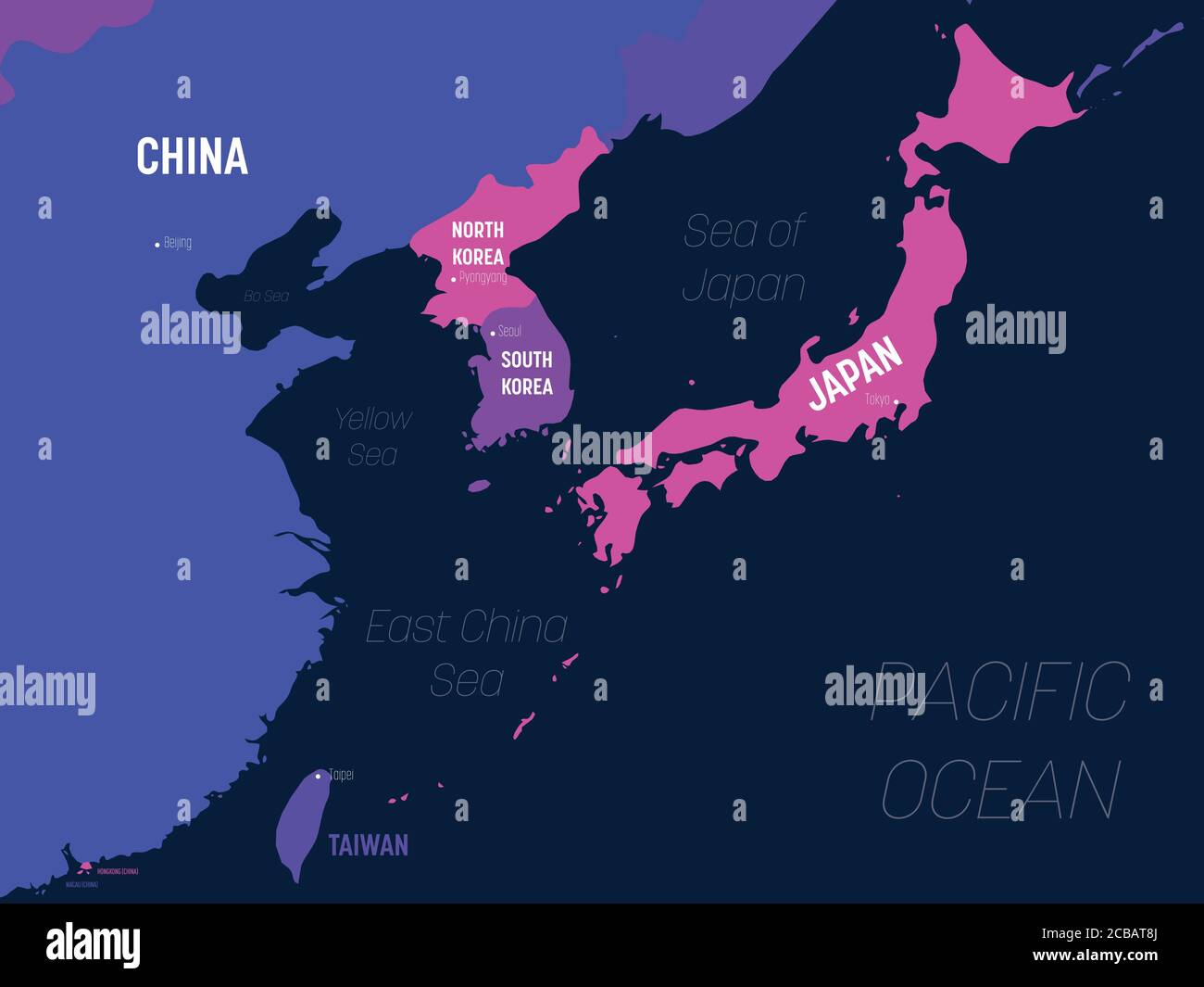 Mappa Asia orientale. Mappa politica dettagliata della regione ...