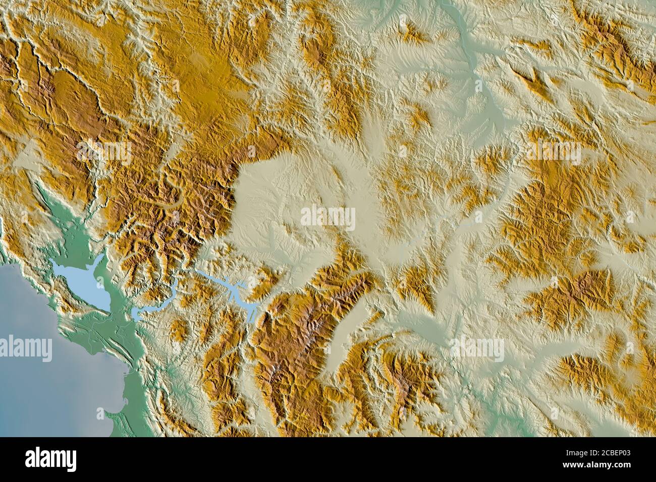 Area estesa del Kosovo. Mappa di rilievo topografico. Rendering 3D Foto ...