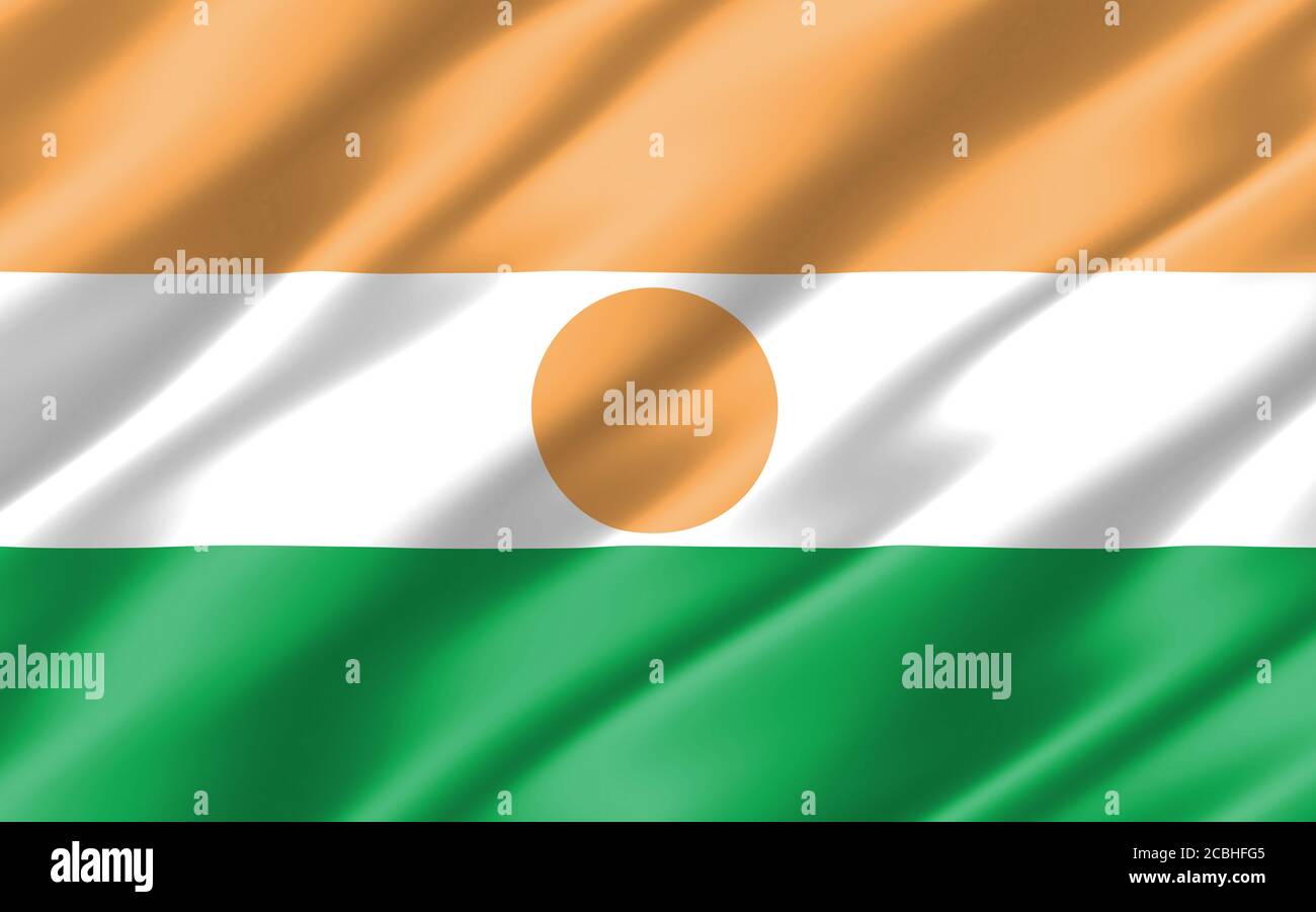 Bandiera di seta ondulata di Niger grafica. Immagine 3D della bandiera ...