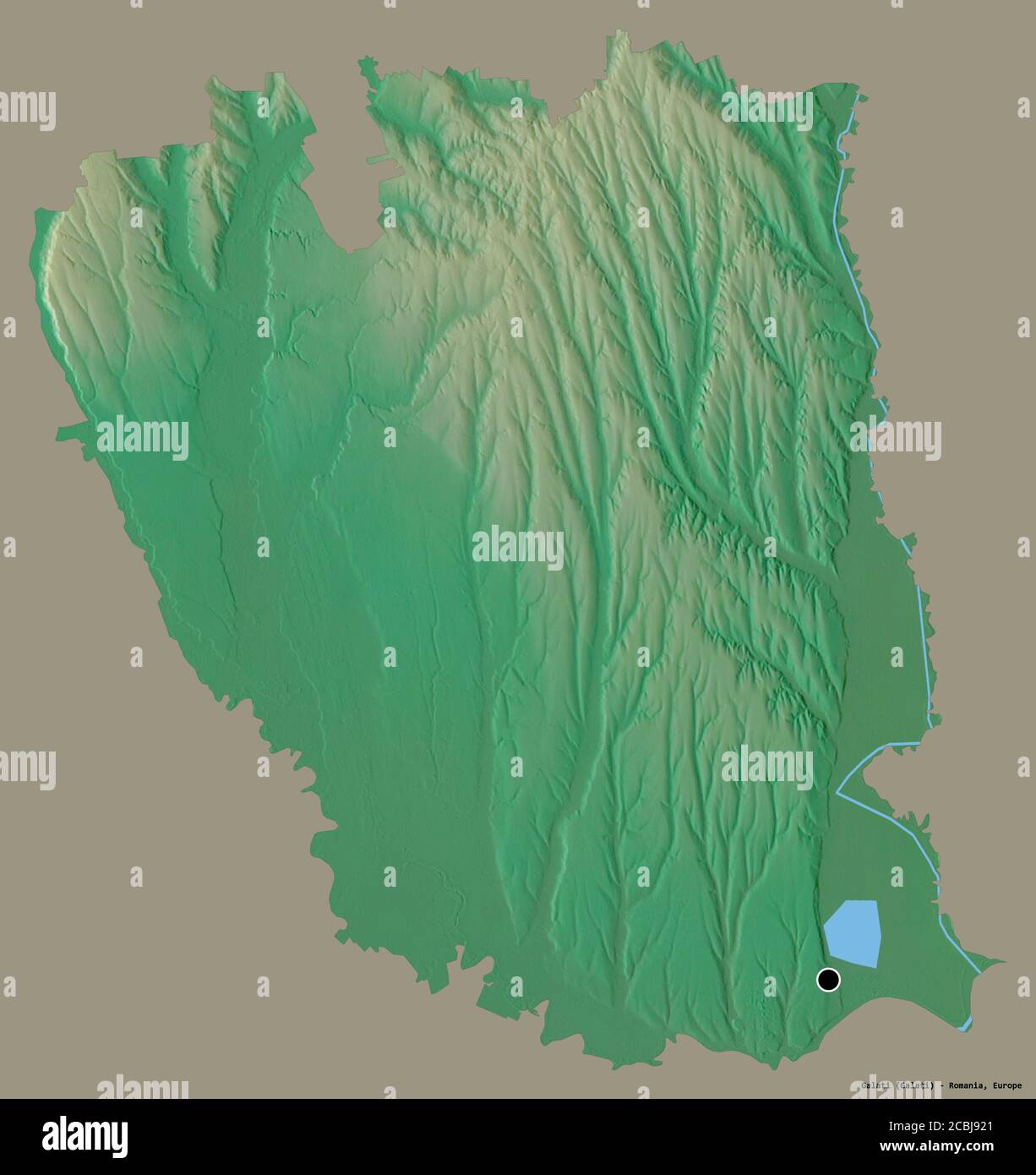 Forma di Galați, contea della Romania, con la sua capitale isolata su ...