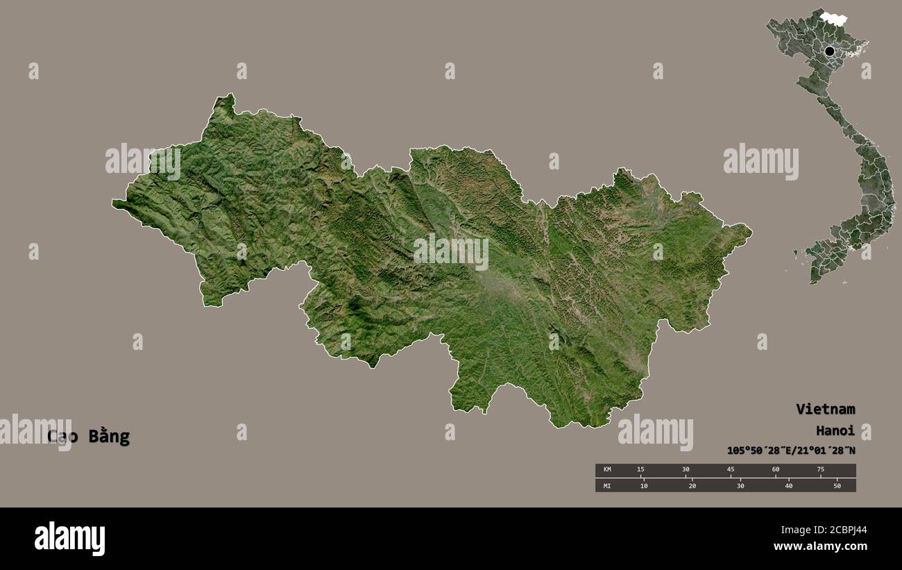 Forma di Cao Bằng, provincia del Vietnam, con la sua capitale isolata ...