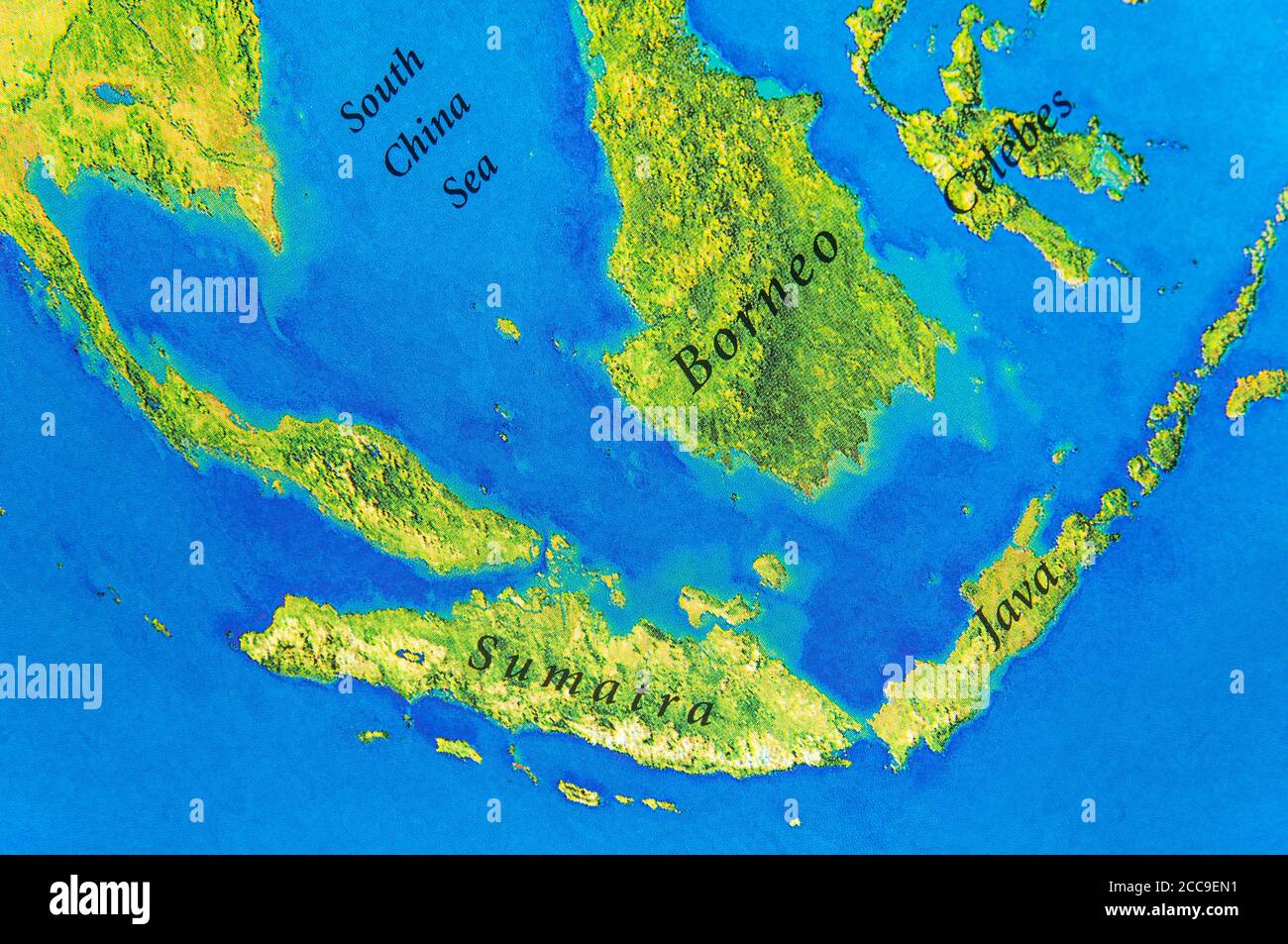 Mappa geografica delle isole Java, Sumatra, Celebes e Borneo Foto stock ...