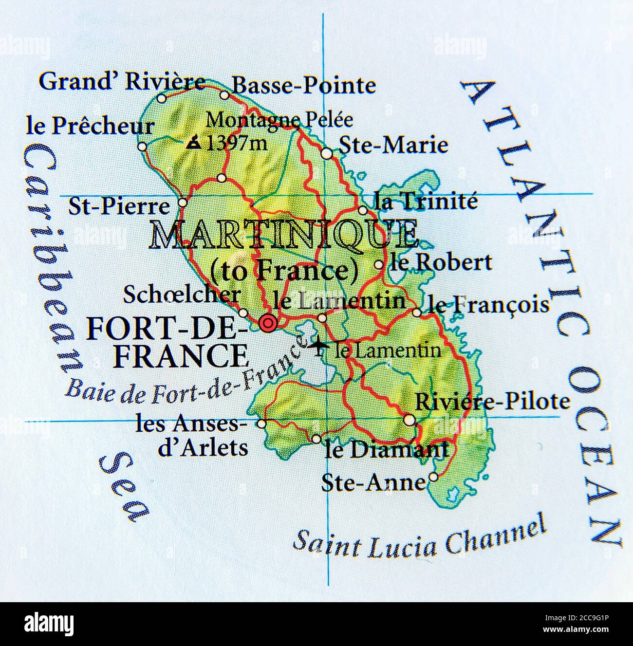 Mappa geografica della Martinica Foto stock - Alamy