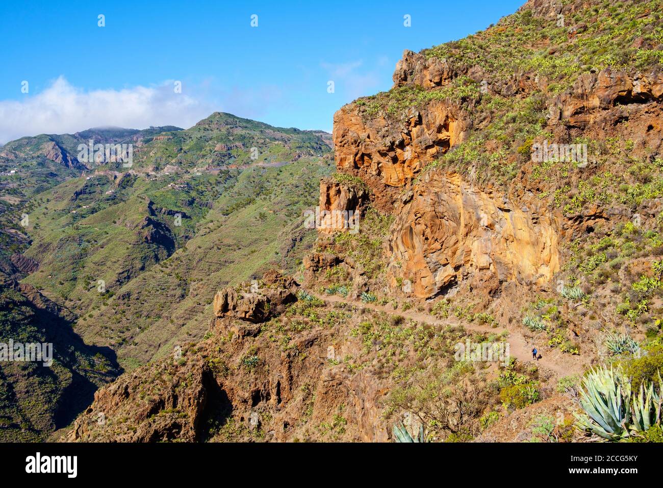 Sentiero escursionistico sotto la parete di roccia immagini e ...
