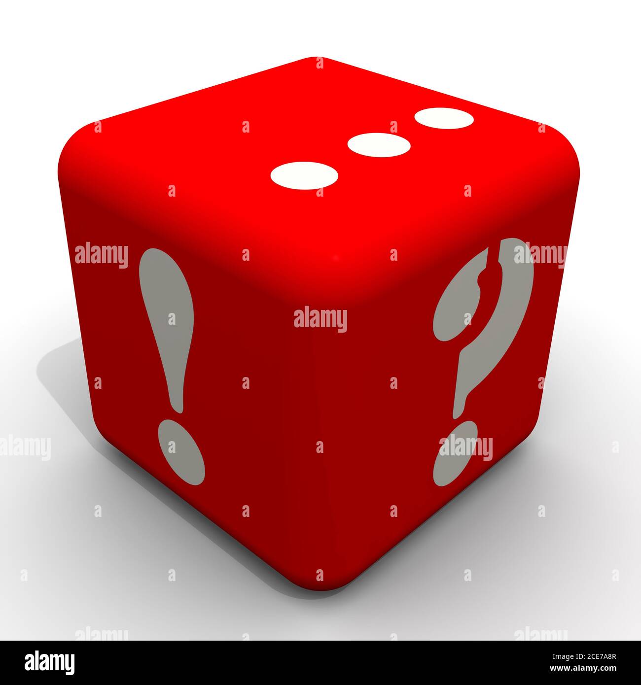 Domande e risposte. Cubo rosso con simboli di esclamazione, punto ...