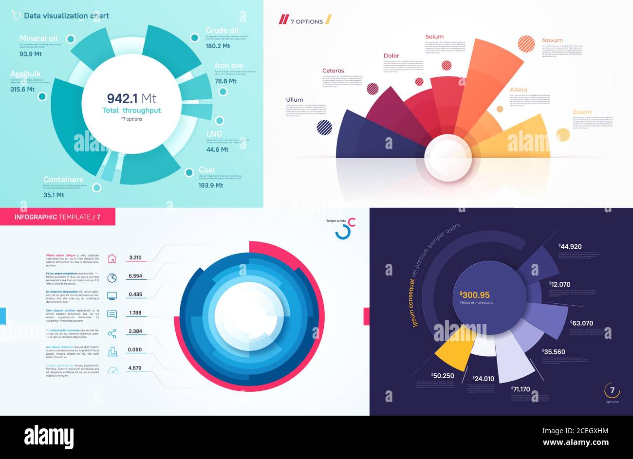Set di grafici vettoriali a cerchio, modelli moderni per la creazione ...