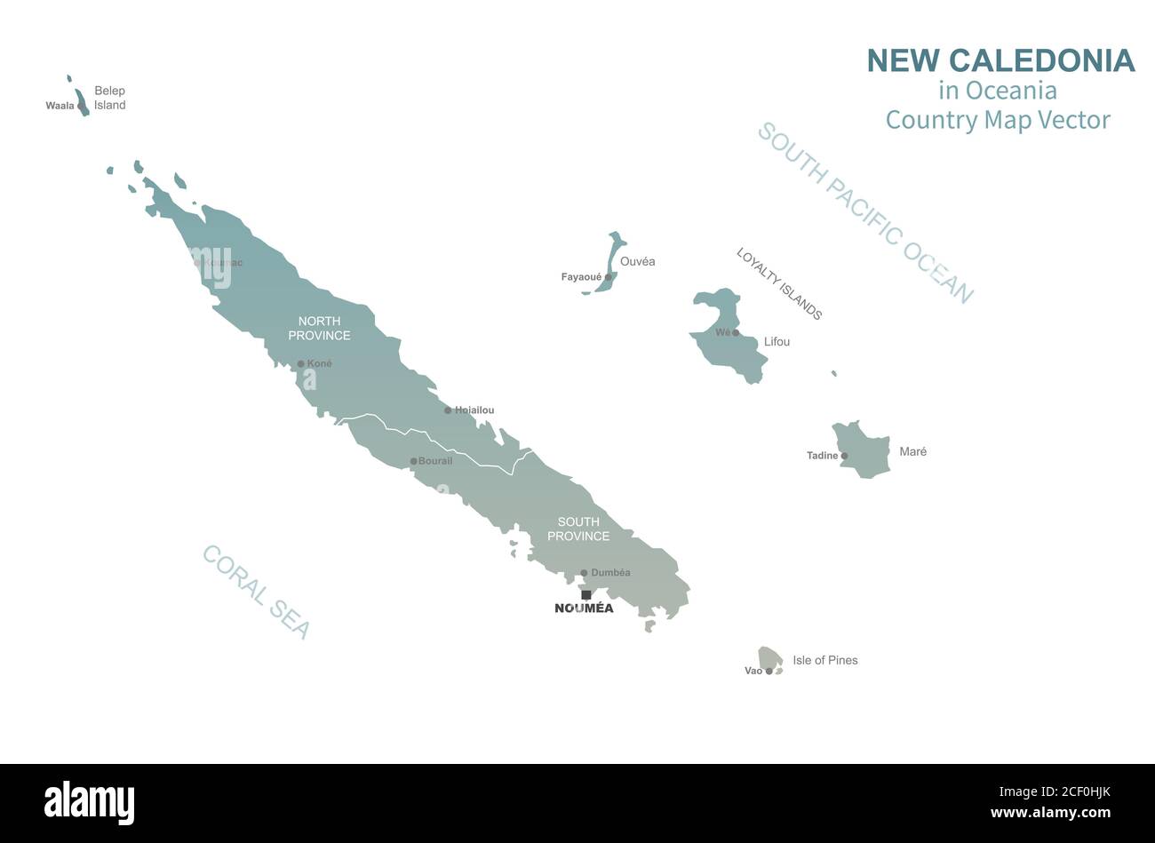 Nuova mappa vettoriale Caledonia. Mappa del Sud Pacifico Immagine e ...