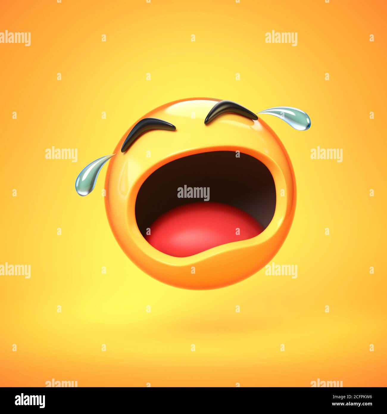 Emoji piangente isolato su sfondo giallo, emoticon in Tears 3d rendering Foto stock - Alamy