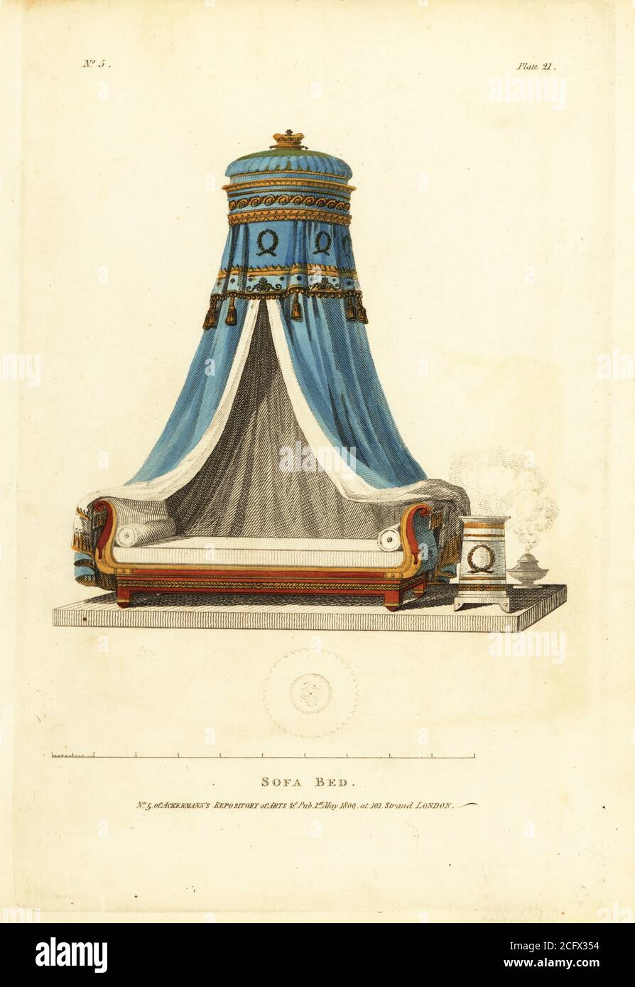Divano o letto alla francese, 1809. Divano con struttura in mogano ...