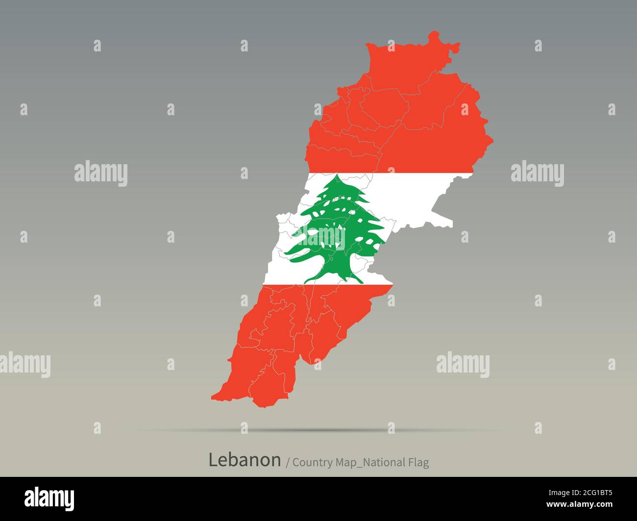 Bandiera del Libano isolata sulla mappa. Mappa e bandiera dei paesi del ...
