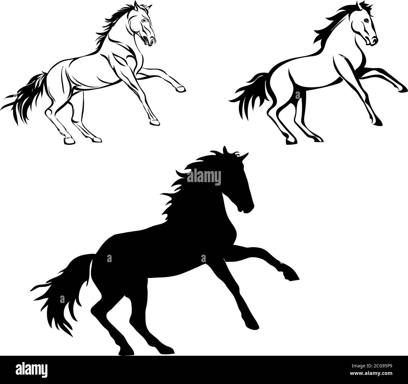 Cavallo, disegno, nero, silhouette, simbolo, illustrazione, immagine ...