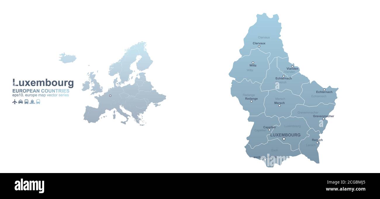 Mappa della città di lussemburgo Immagini Vettoriali Stock - Alamy