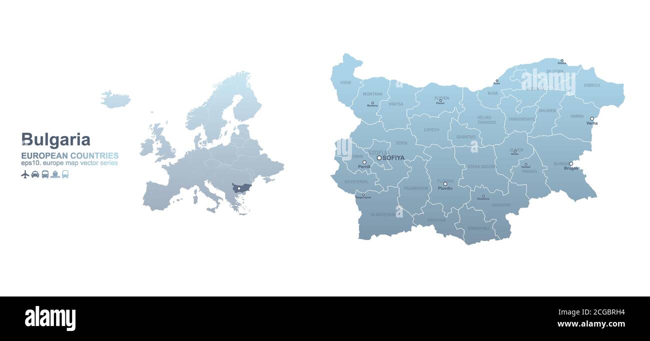 Mappa della bulgaria Immagini Vettoriali Stock - Alamy