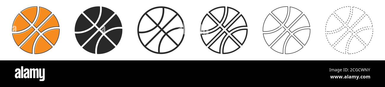 Icone della palla da basket. Set di simboli di palla da basket su ...