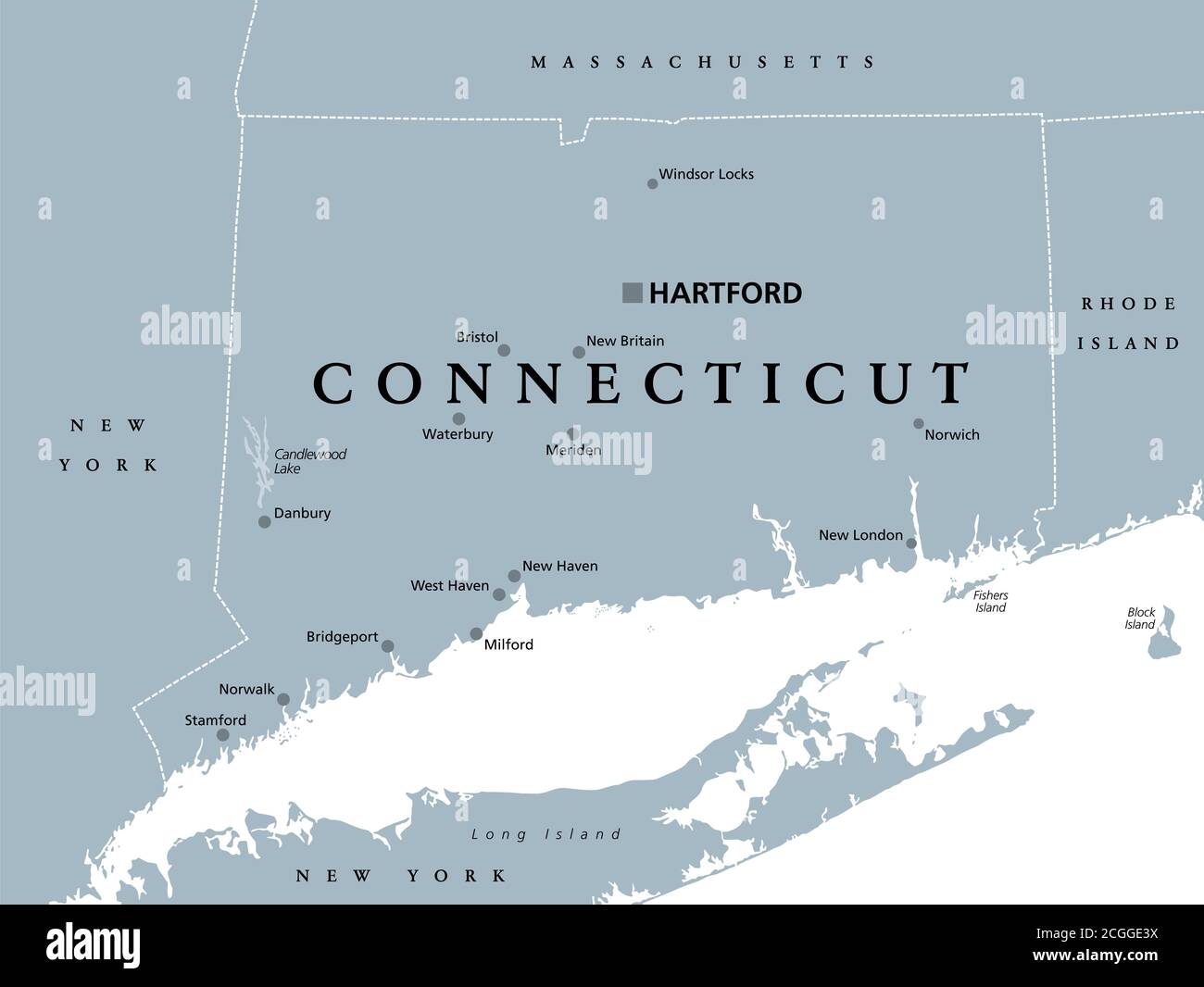 Mappa politica del connecticut immagini e fotografie stock ad alta ...