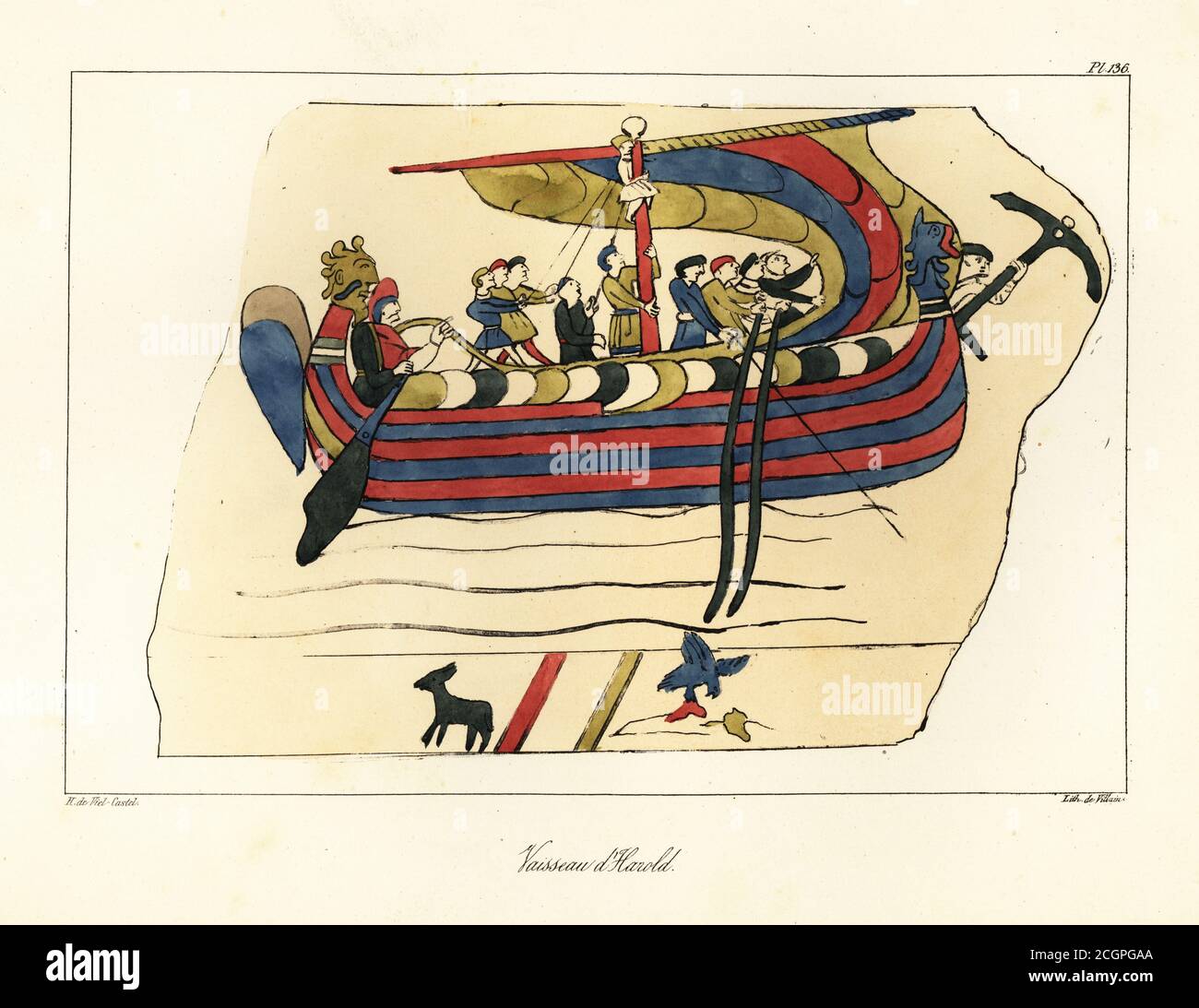 Harold Godwisson, re anglosassone d'Inghilterra, sulla sua nave a ...