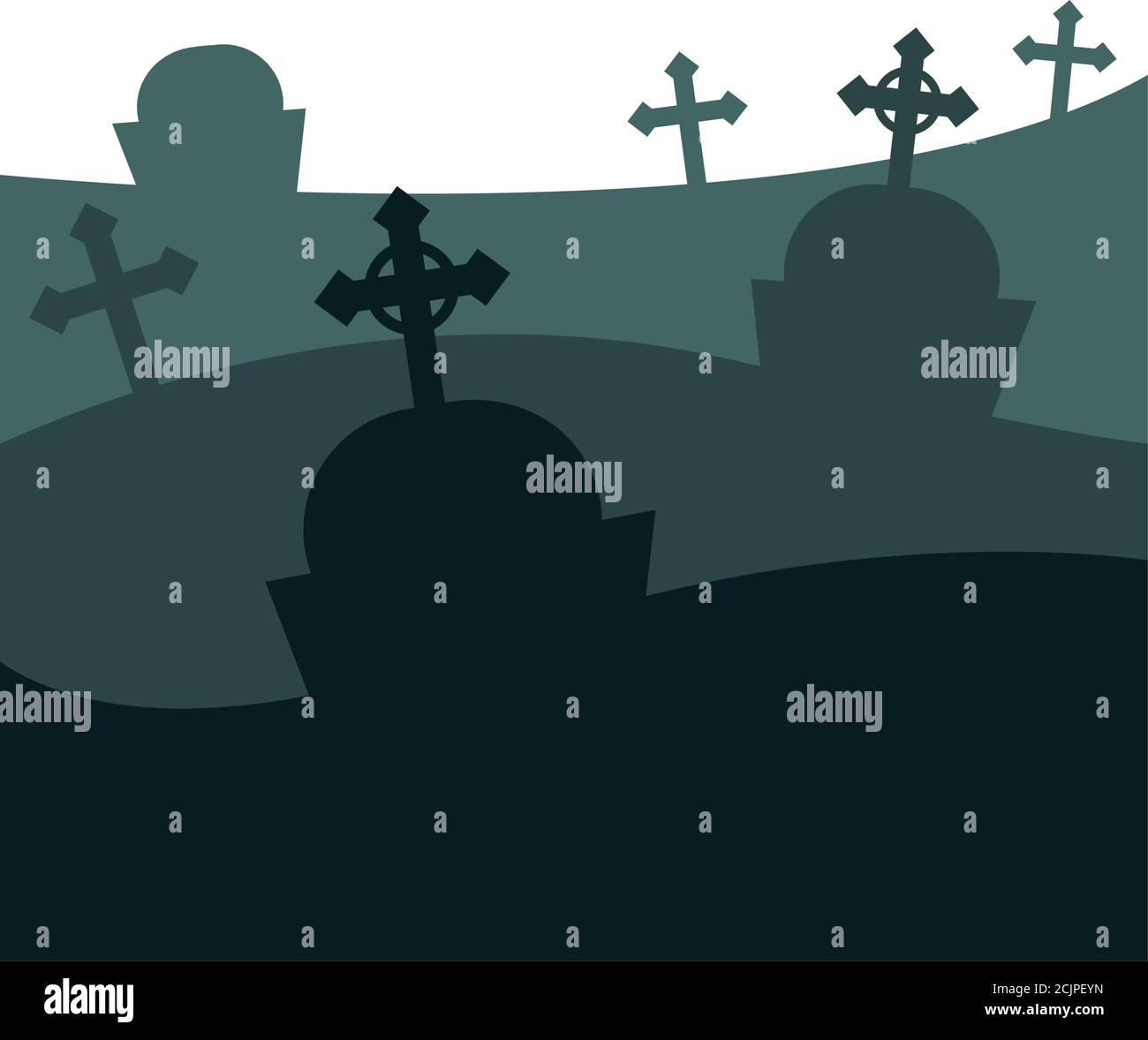 Tombe con disegno croci, tomba di morte elementare e tema spaventoso ...