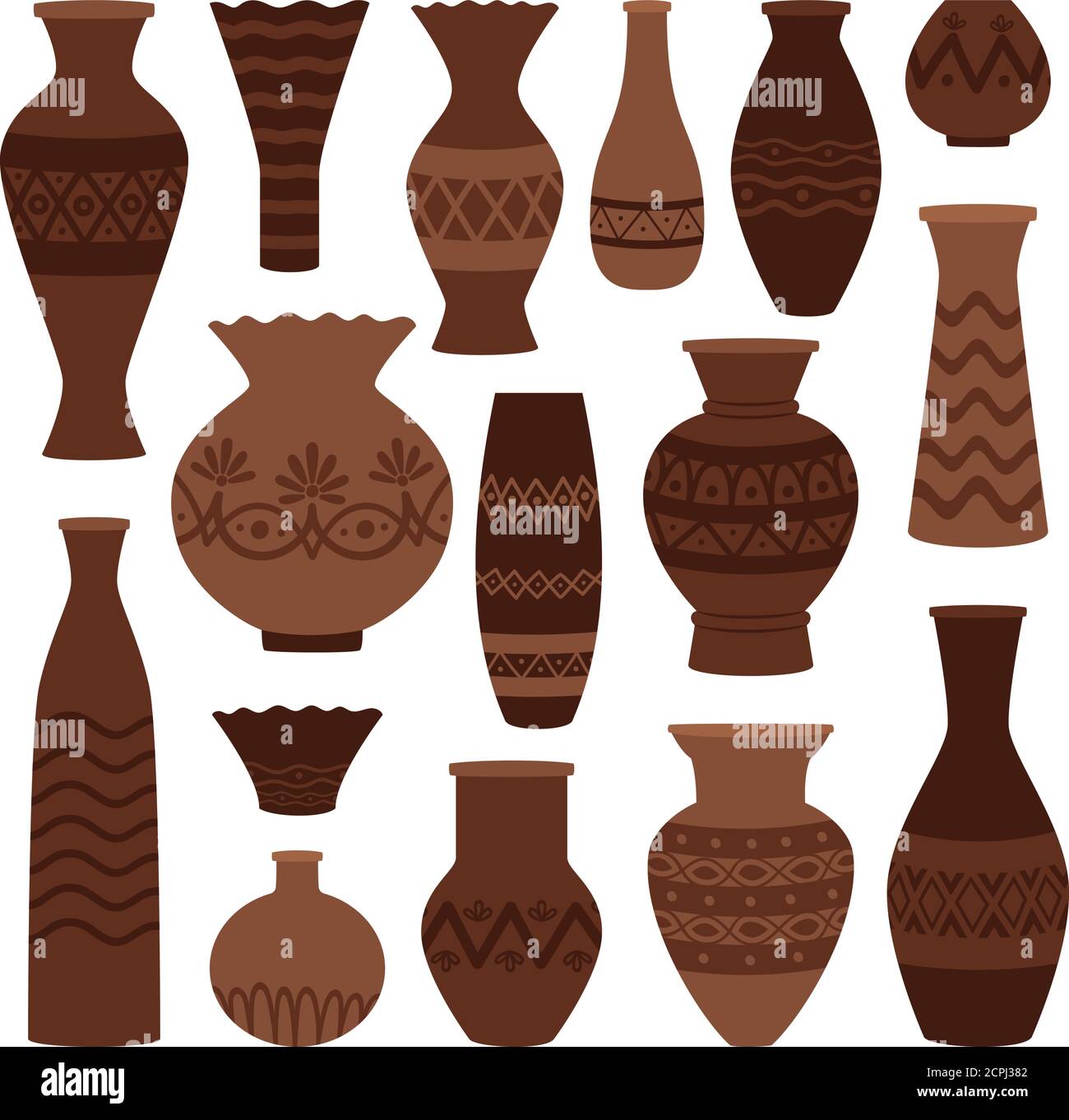 Vasi di argilla greca. Antico vaso isolato su sfondo bianco, vecchia ...