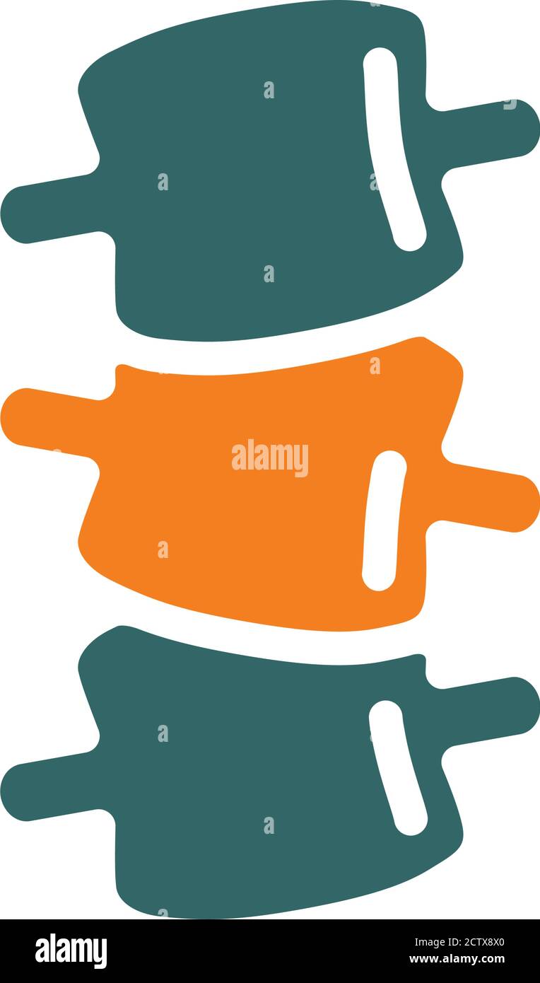 Icona colorata di spondilolistesi. Stenosi foraminale, osteocondrosi ...